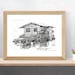 Sketch House Hand Drawn Ink Line Drawings With Buildings Architectural ...