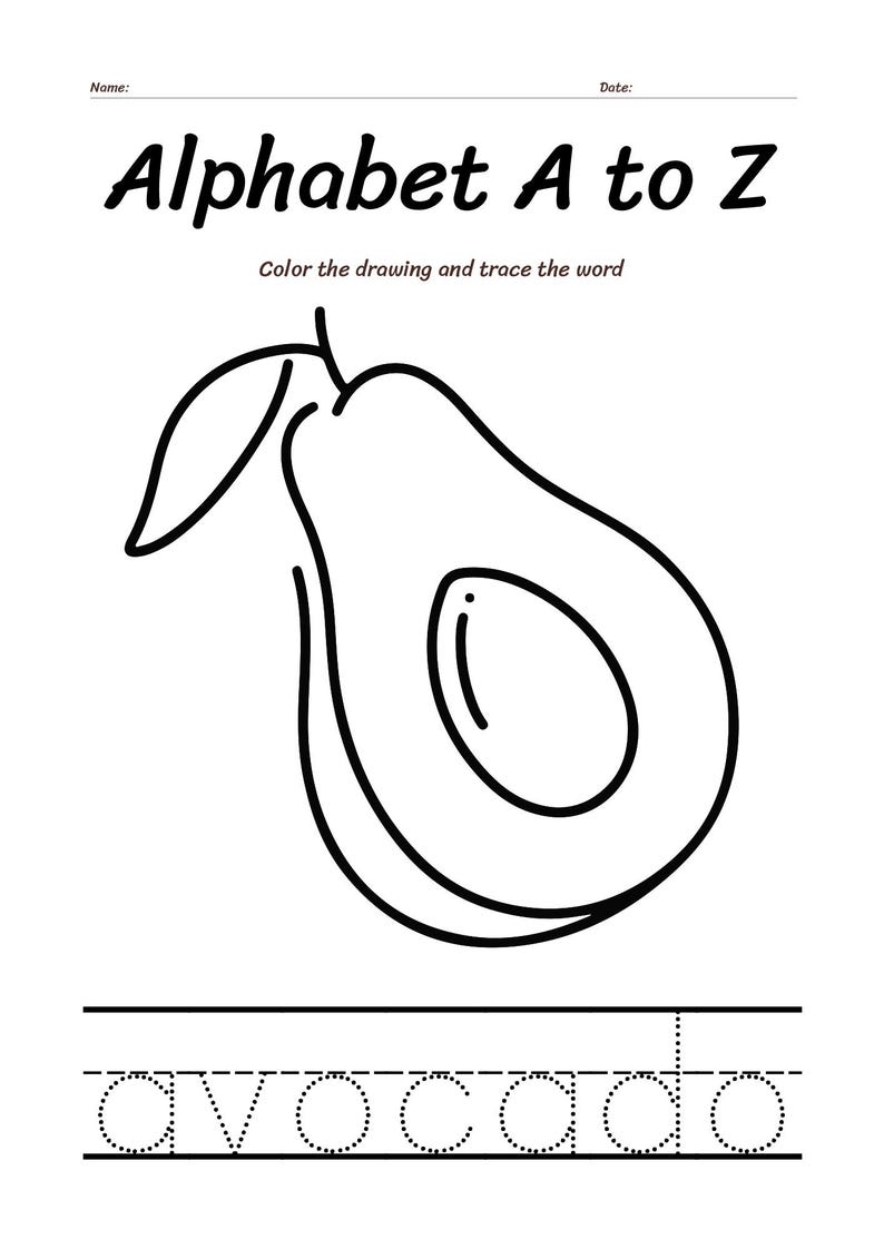Tracing Coloring Alphabet A-Z Worksheet Printable - Etsy