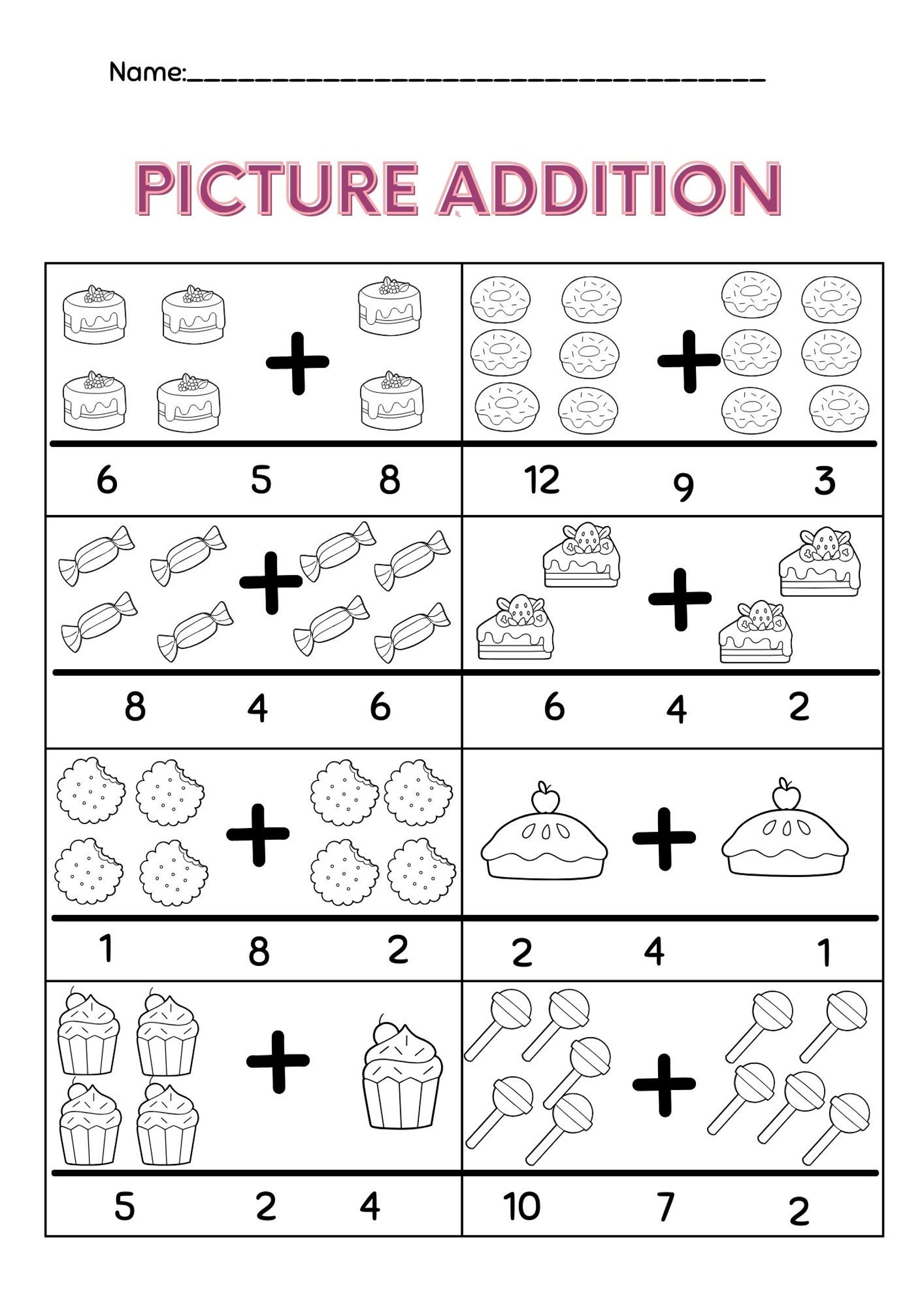 20 Printable Kindergarten Addition Worksheets, Picture Addition and ...