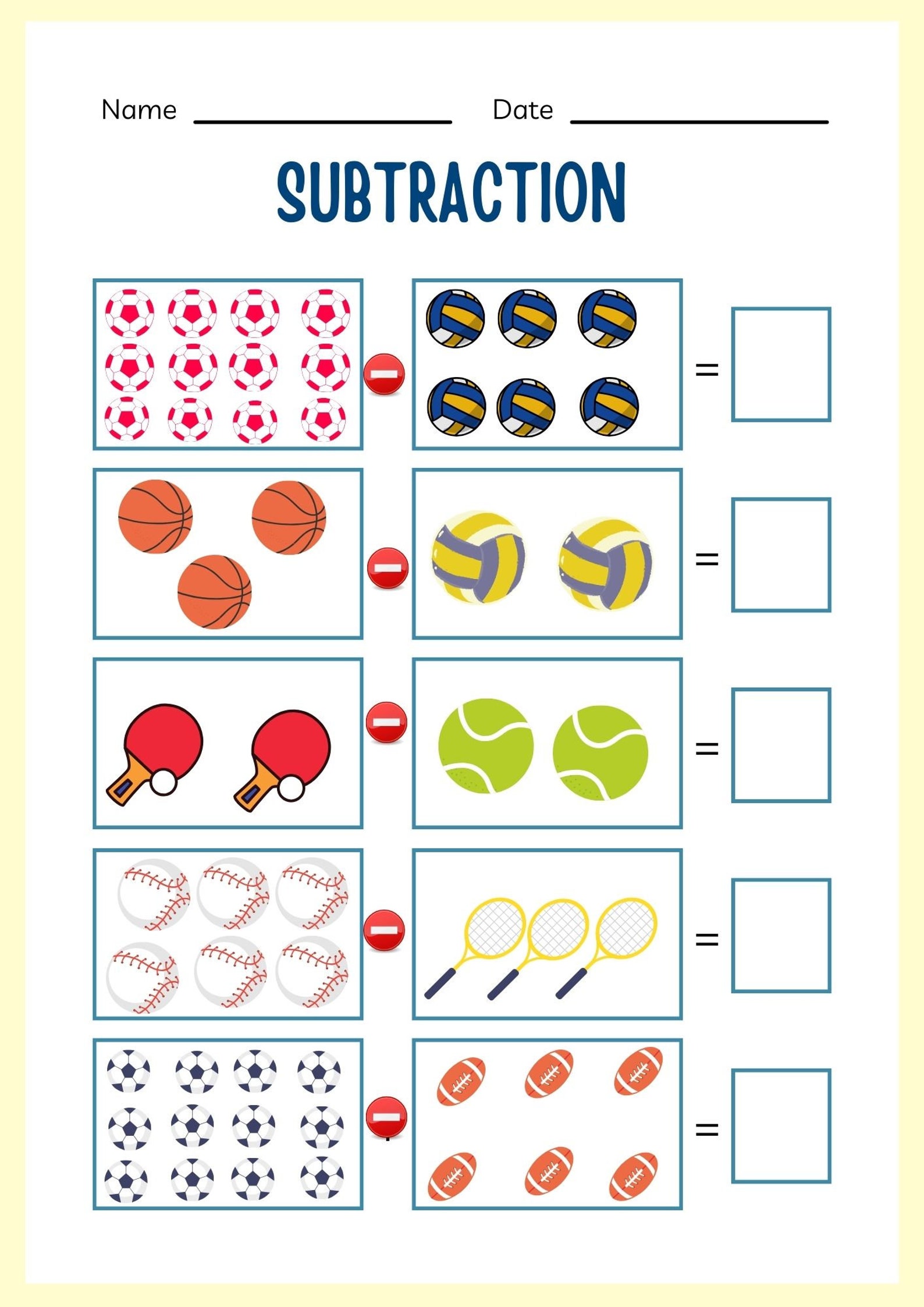 Kindergarten Math Worksheets: Picture Addition & Subtraction (printable ...