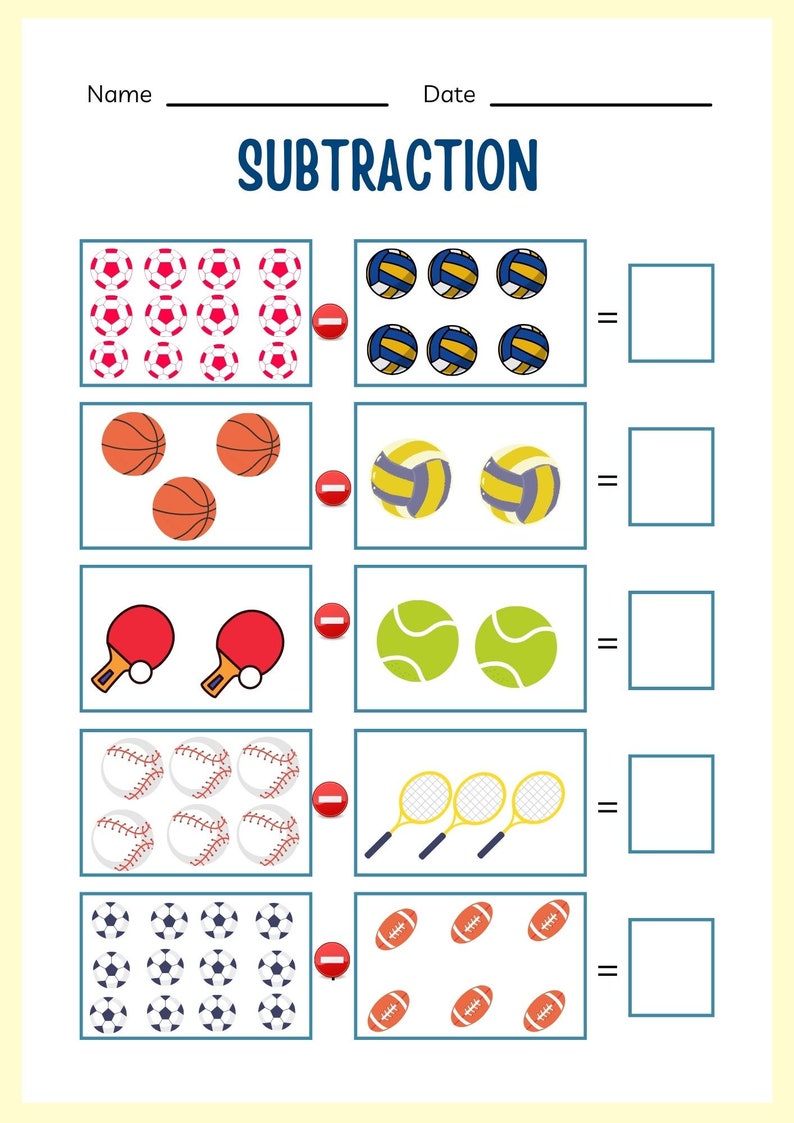 Kindergarten Math Worksheets: Picture Addition & Subtraction (printable ...