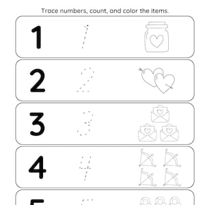 Number Tracing Worksheets: Color, Count, Trace 1-10 (printable) - Etsy