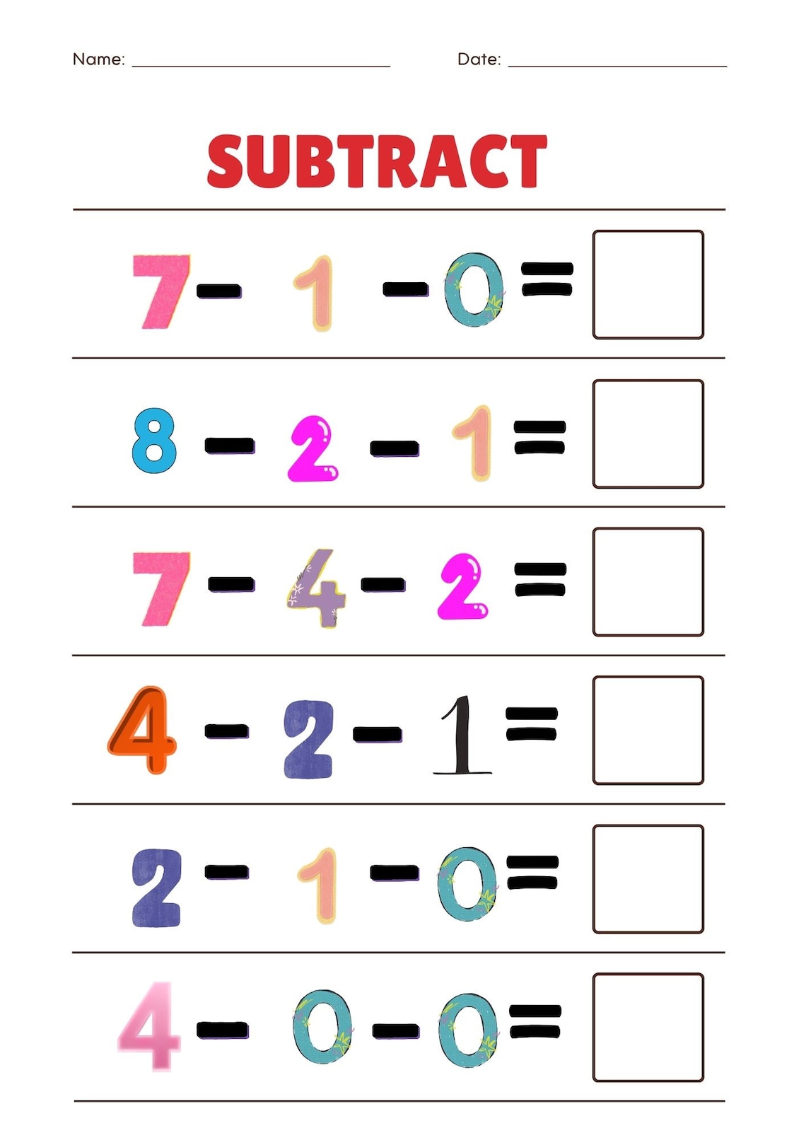 Kindergarten Addition and Subtraction Worksheets: Picture Math (20 ...