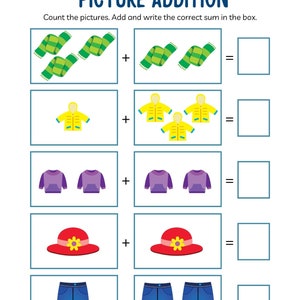 40 Printable Kindergarten Addition Worksheets, Picture Addition and ...