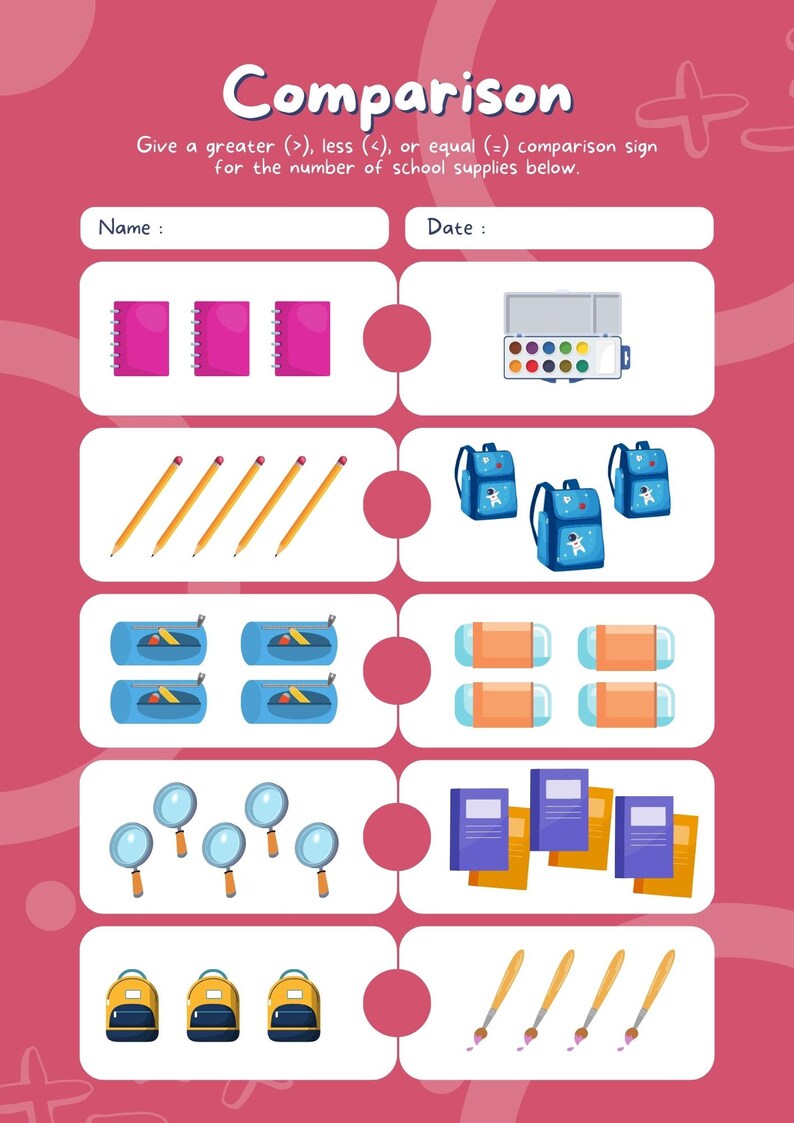 20 Printable Greater Than Less Than Equal to Worksheets. Preschool-3rd ...