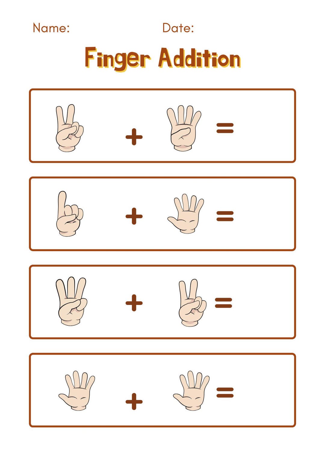 40 Math Worksheets - Addition Printable - Instant Download - Finger ...