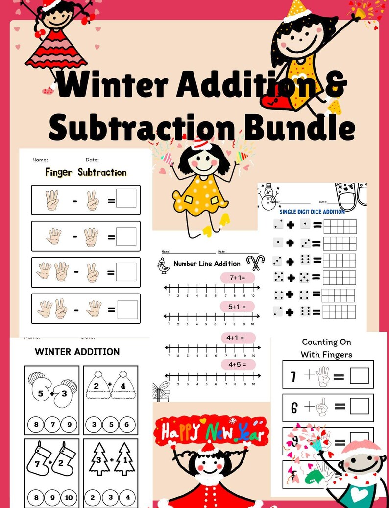90 Printable Kindergarten Addition Worksheets, Picture Addition and ...