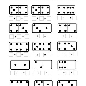 20 Printable Domino Addition Worksheets 1st Grade & Kindergarten Math ...