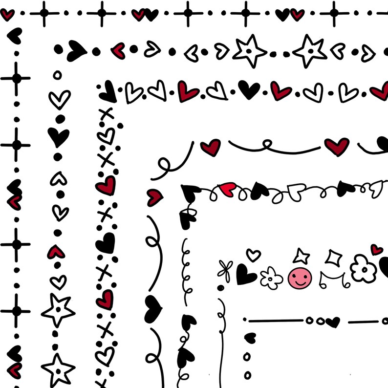 Skinny Valentine Clipart Borders - Valentines Day Clip Art, Doodle ...