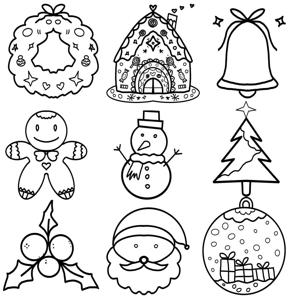 Christmas Doodle Borders Clipart, Winter PNG - Etsy