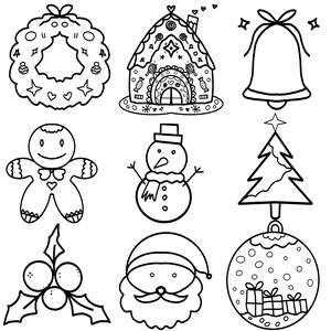 Christmas Doodle Borders Clipart, Winter PNG - Etsy