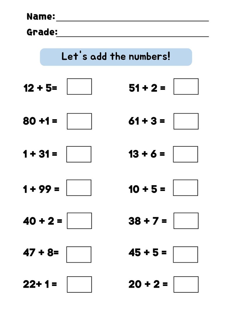 24 Printable Addition Worksheets, Math Worksheets, Single Digit ...