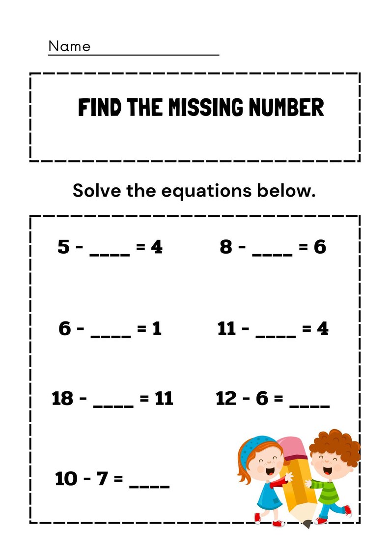 40 Printable Subtraction Fill in the Blanks Worksheet for Kindergarten ...