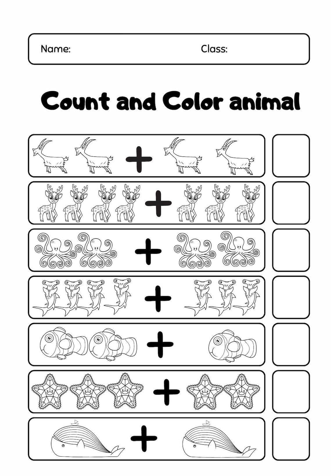 Animal Addition Worksheets: Single Digit Math, Homeschool Printable ...