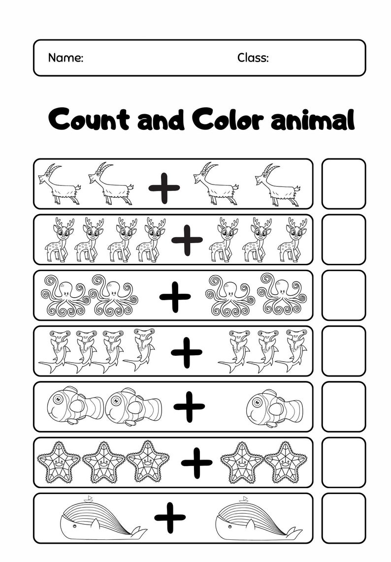 Animal Addition Worksheets: Single Digit Math, Homeschool Printable ...
