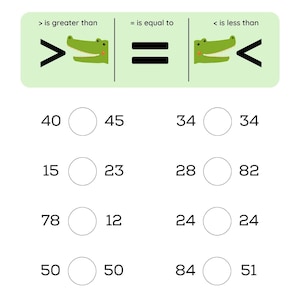 20 Printable Greater Than Less Than Equal to Worksheets. Preschool-3rd ...