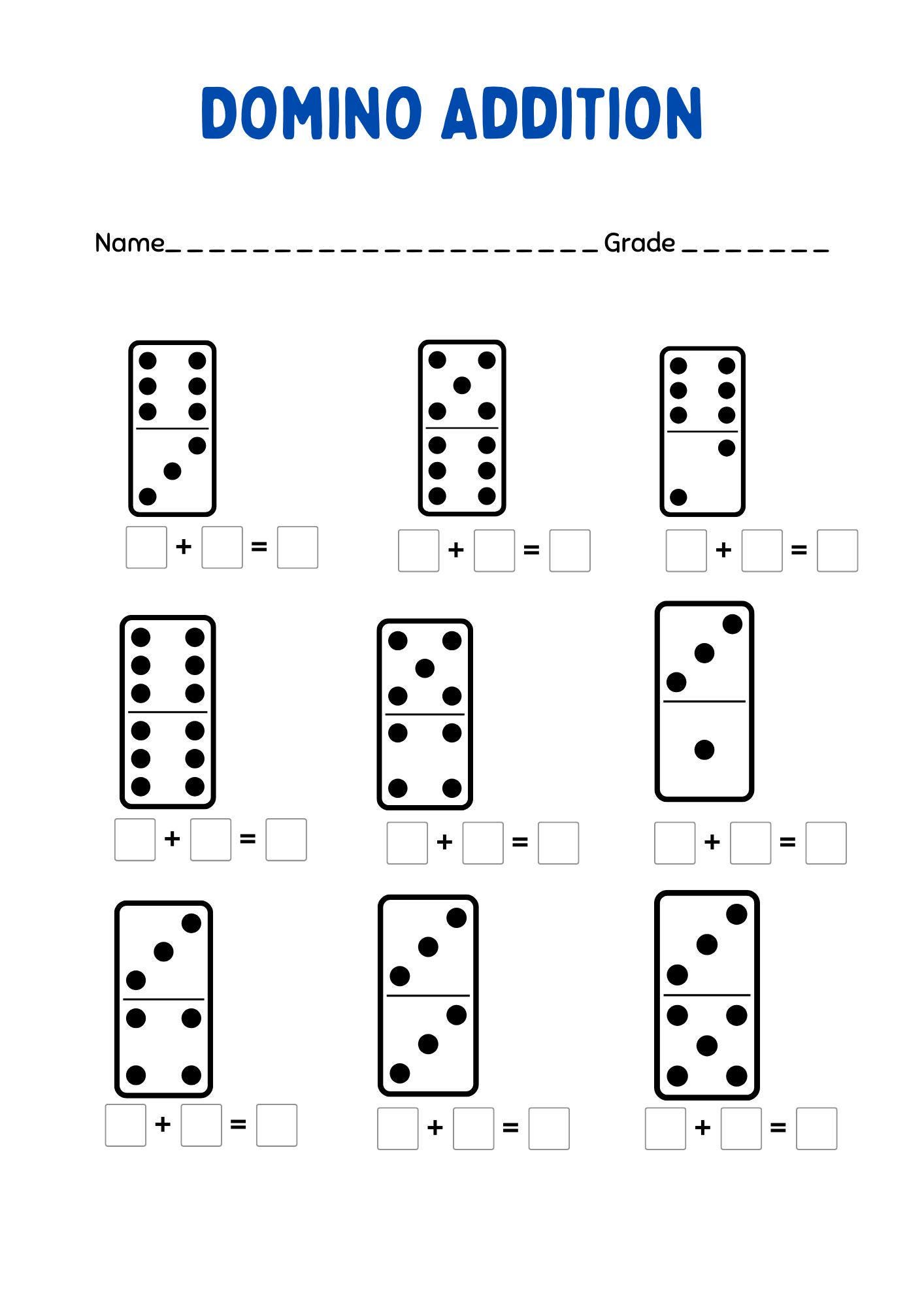 20 Printable Domino Addition Worksheets | 1st Grade & Kindergarten Math ...