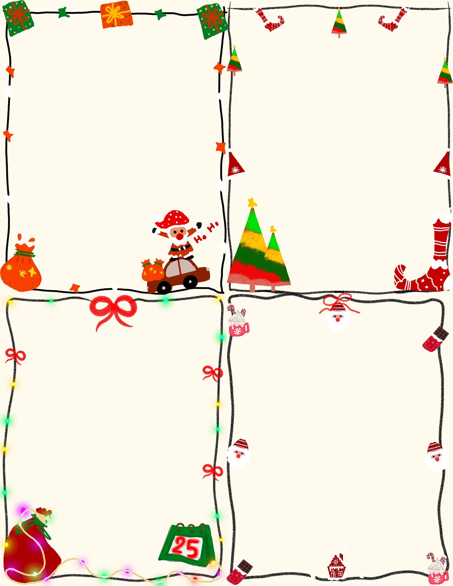Christmas Doodle Borders Clip Art Frames (PNG) - Etsy