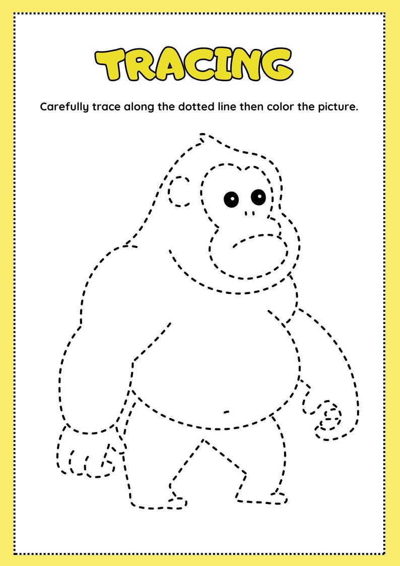 Animal Tracing Worksheets: Preschool Learning Printable - Etsy