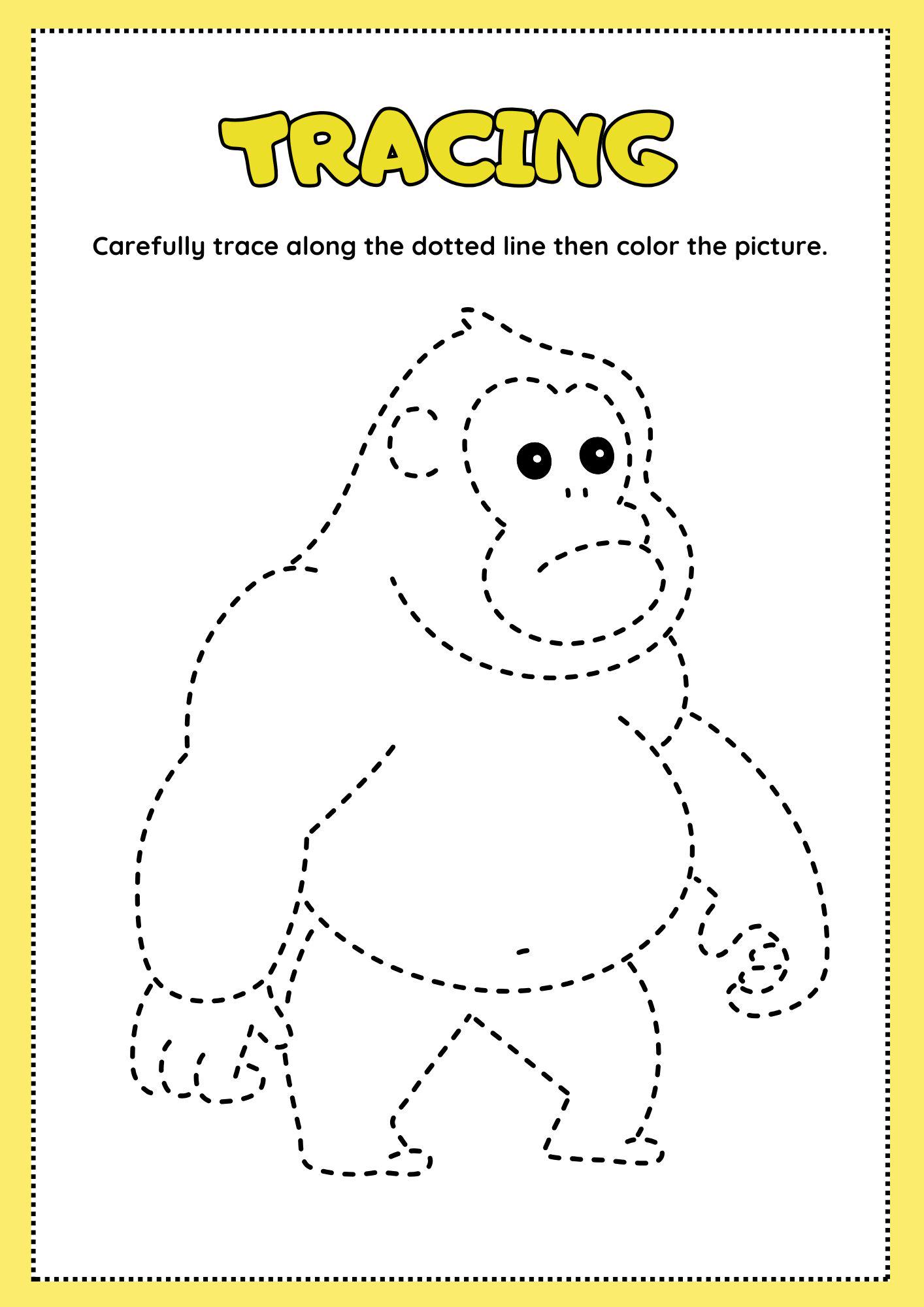 Animal Tracing Worksheets: Preschool Learning Printable - Etsy