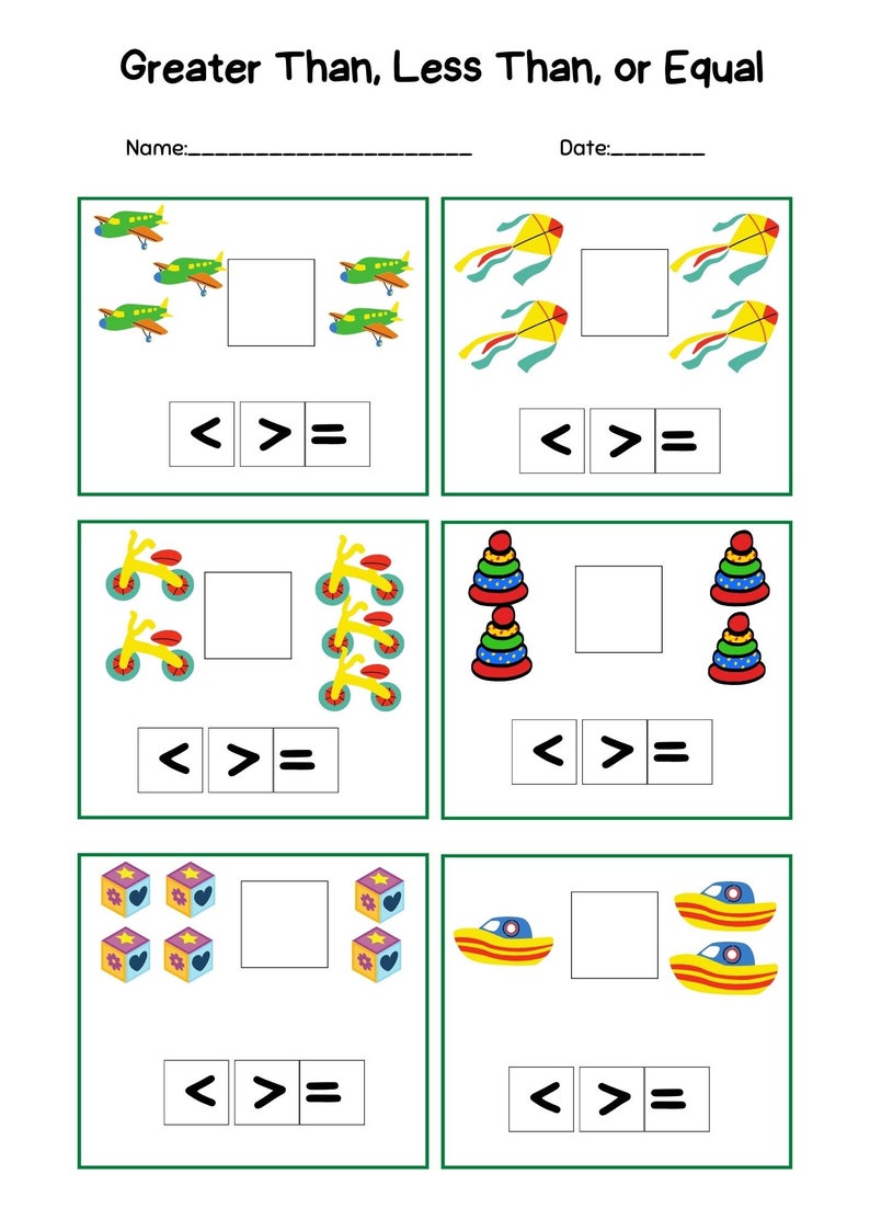 10 Printable Greater Than Less Than Equal to Worksheets. Preschool-3rd ...