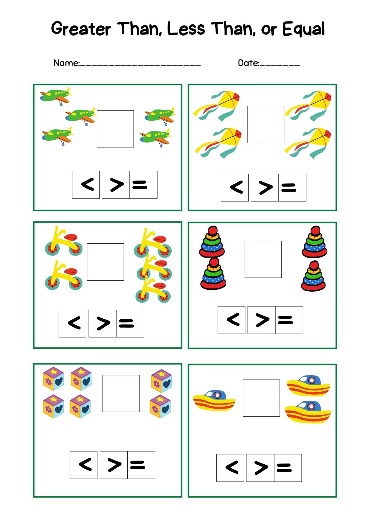10 Printable Greater Than Less Than Equal to Worksheets. Preschool-3rd ...