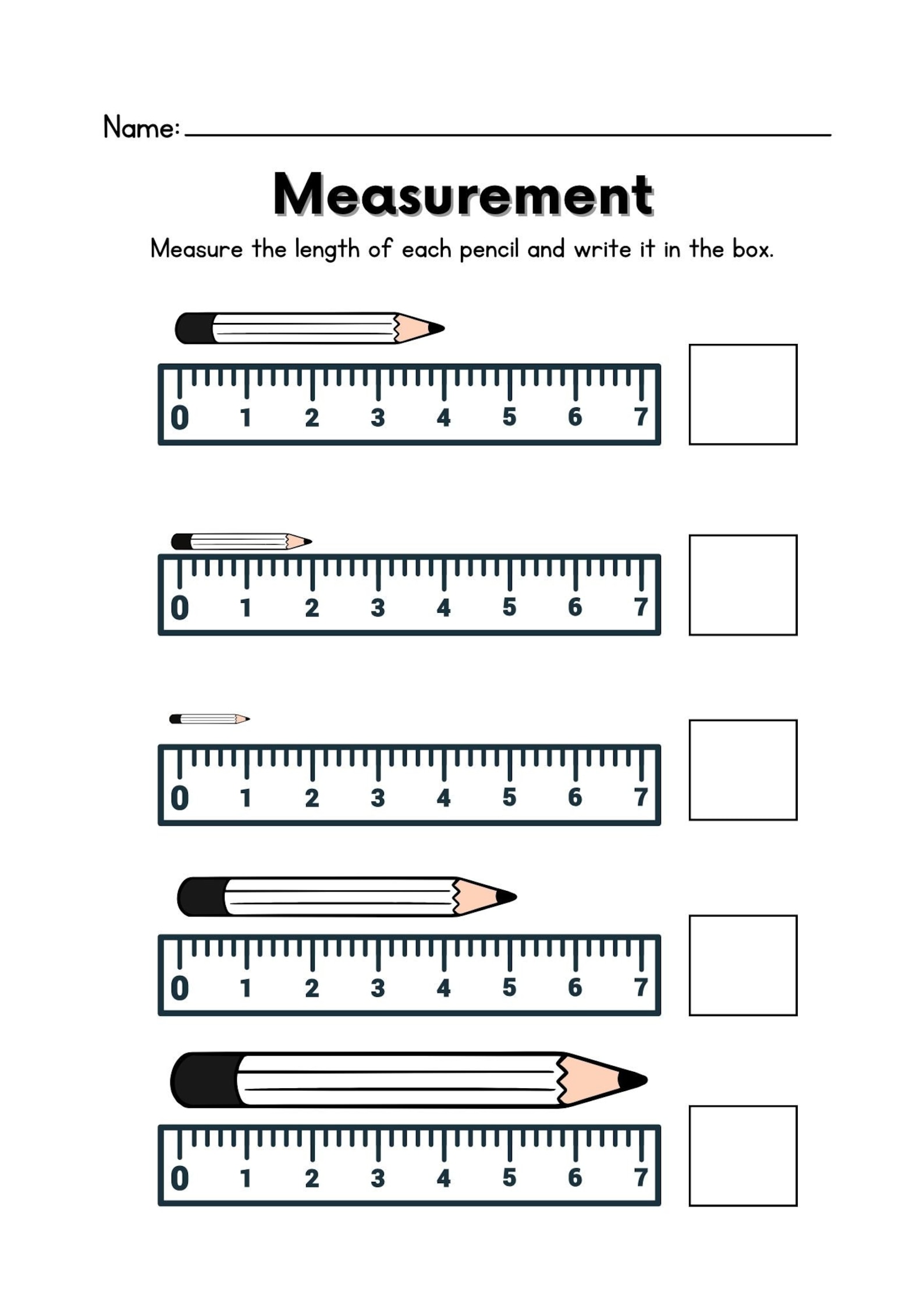 14 Printable Measuring With a Ruler Worksheets. - Etsy