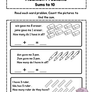 1st Grade Word Problems, Math Word Equations 2nd Grade,math Worksheet ...
