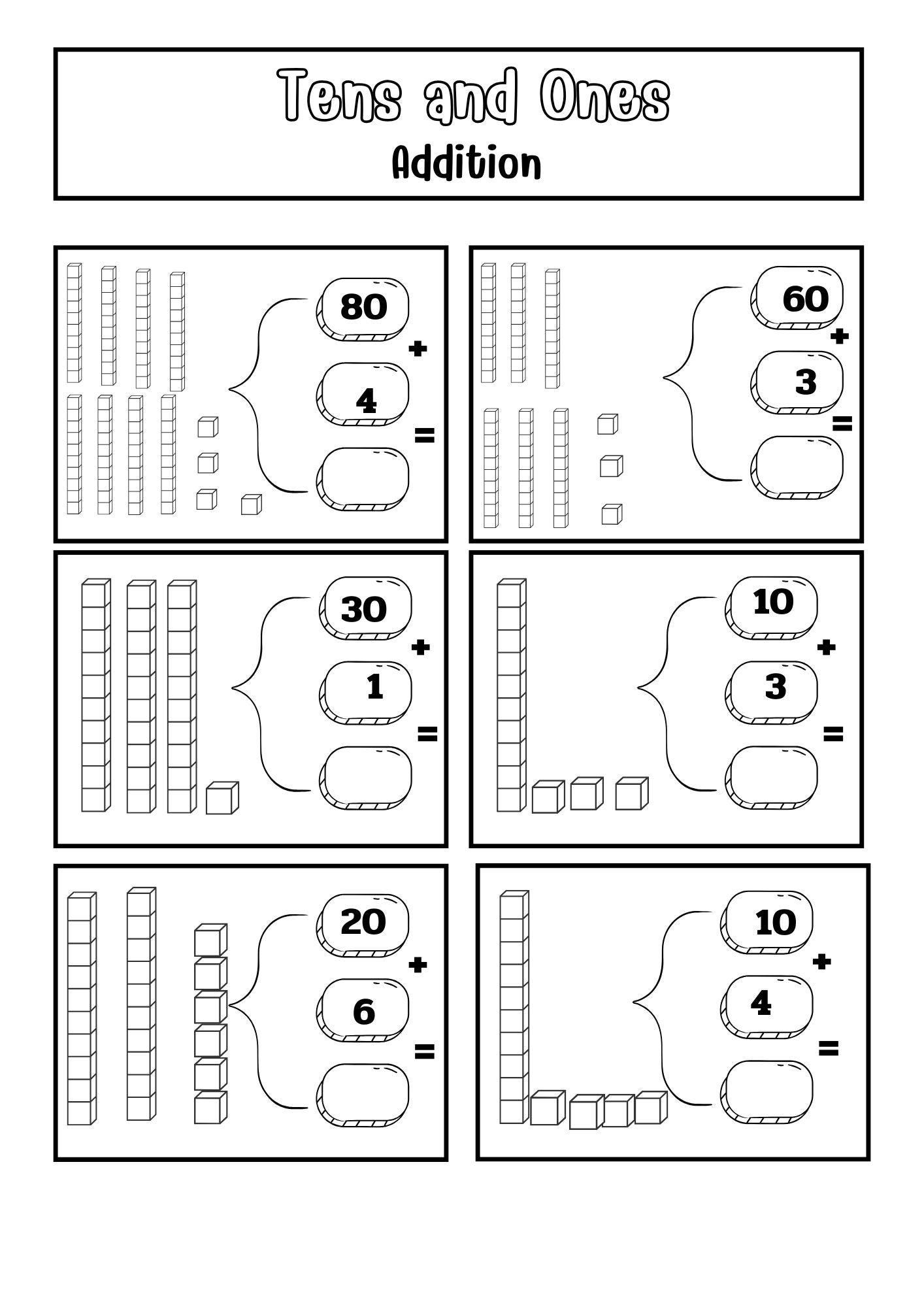 Place Value Math Worksheets: Tens and Ones, Base Ten (PDF Digital ...
