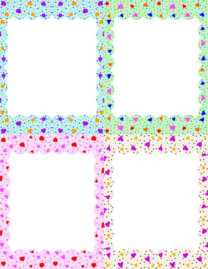 Valentine's Day Heart Page Borders and Frames Clip Art - Etsy