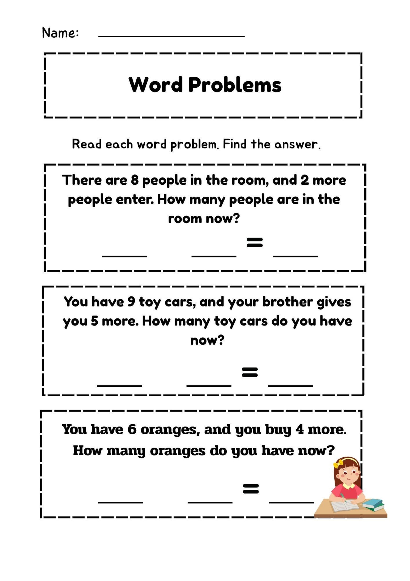 1st Grade Word Problems, Math Word Equations 2nd Grade,math Worksheet ...