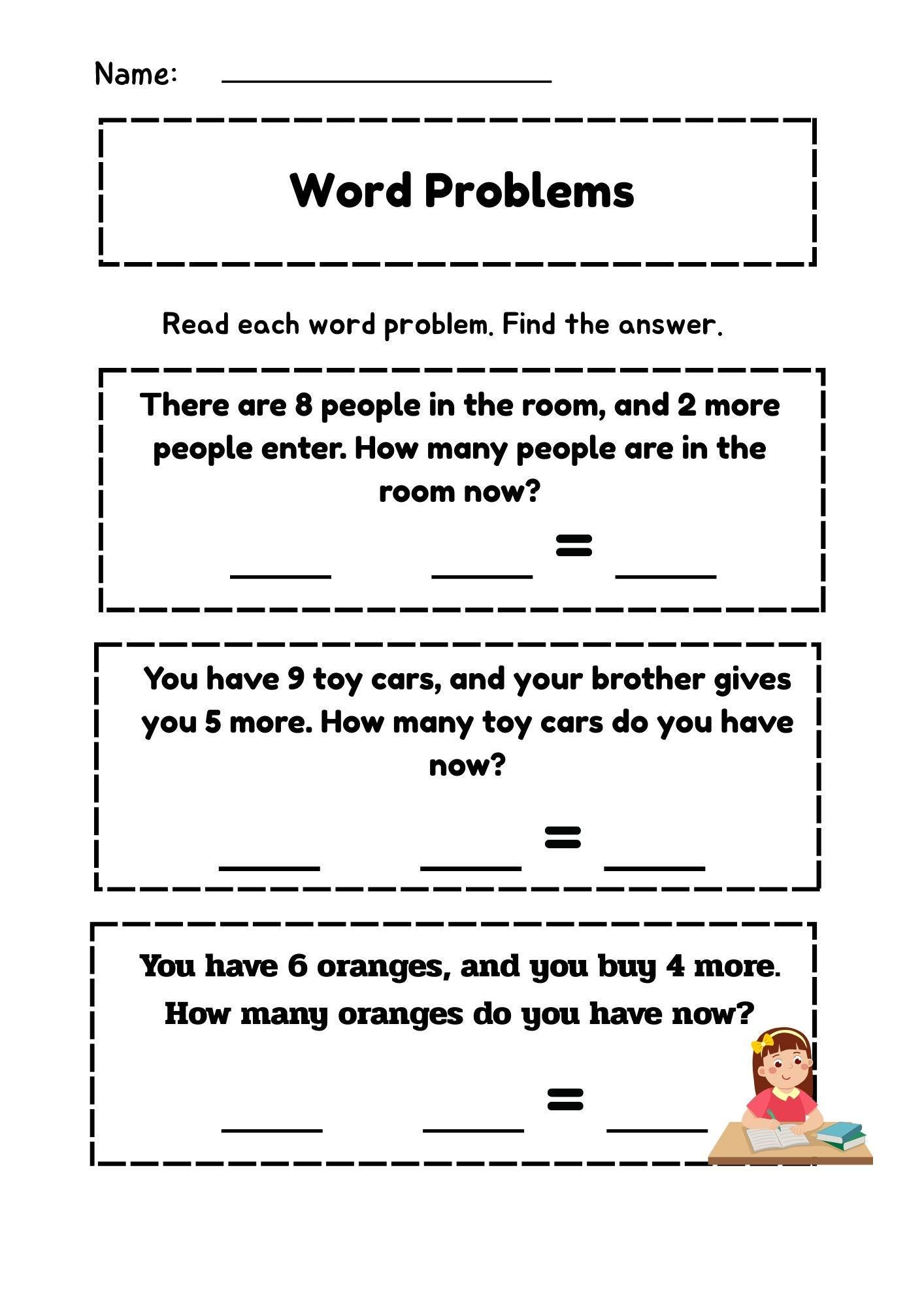 1st Grade Word Problems, Math Word Equations 2nd Grade,math Worksheet ...