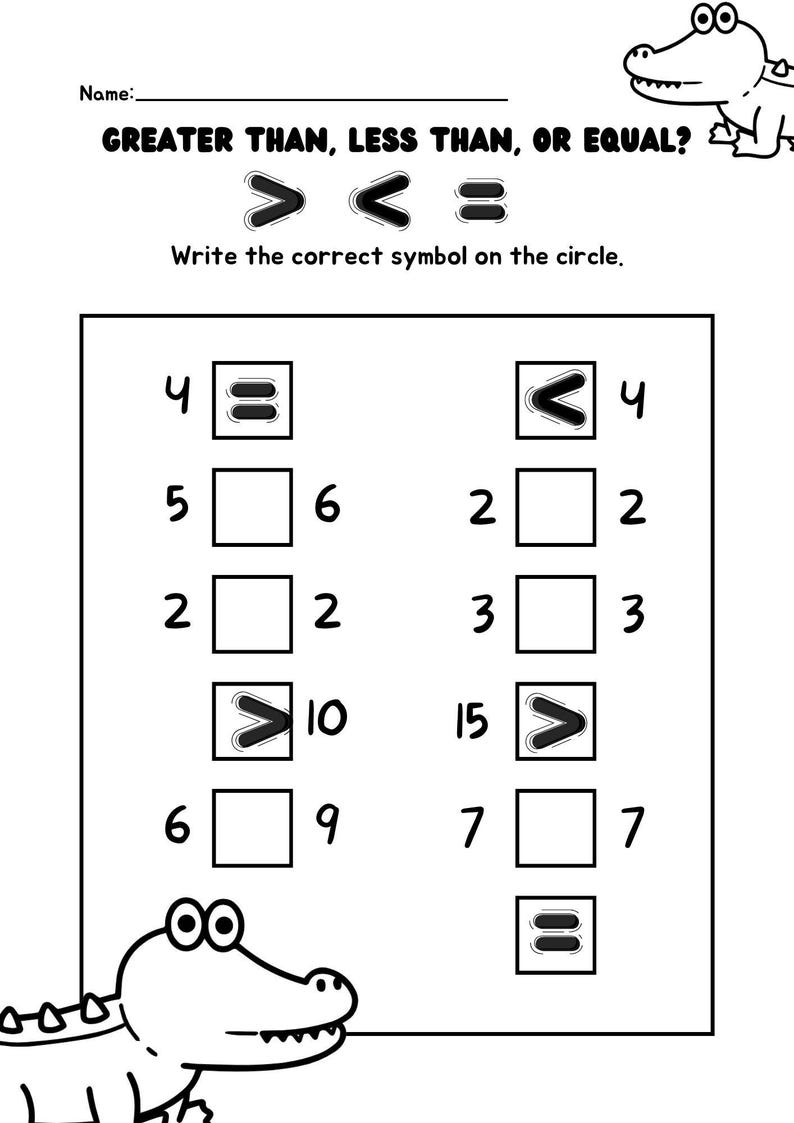 30 Printable Greater Than Less Than Equal to Worksheets. Preschool-3rd ...
