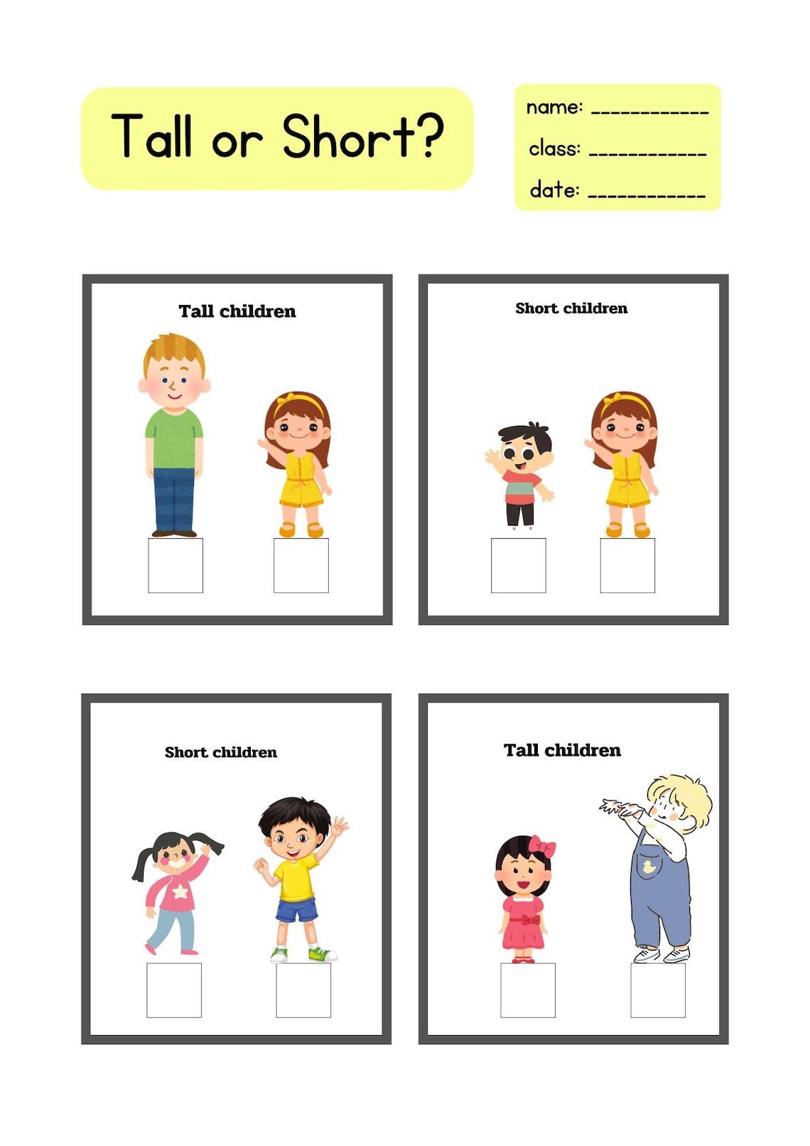 Big and Small Preschool Worksheets: Learning Sizes Printable (PDF) - Etsy