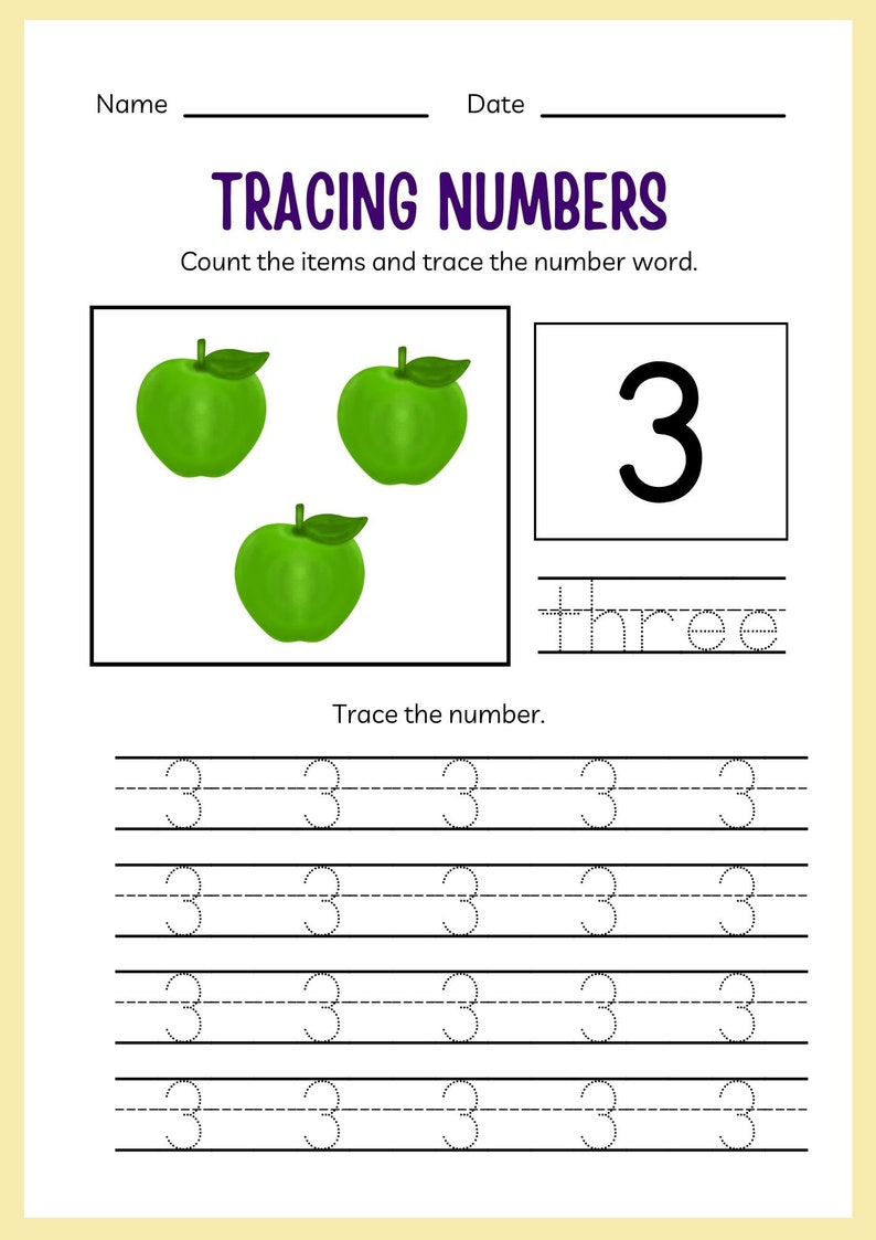 Printable Numbers 1-20 Tracing Worksheets for Preschool Kindergarten ...