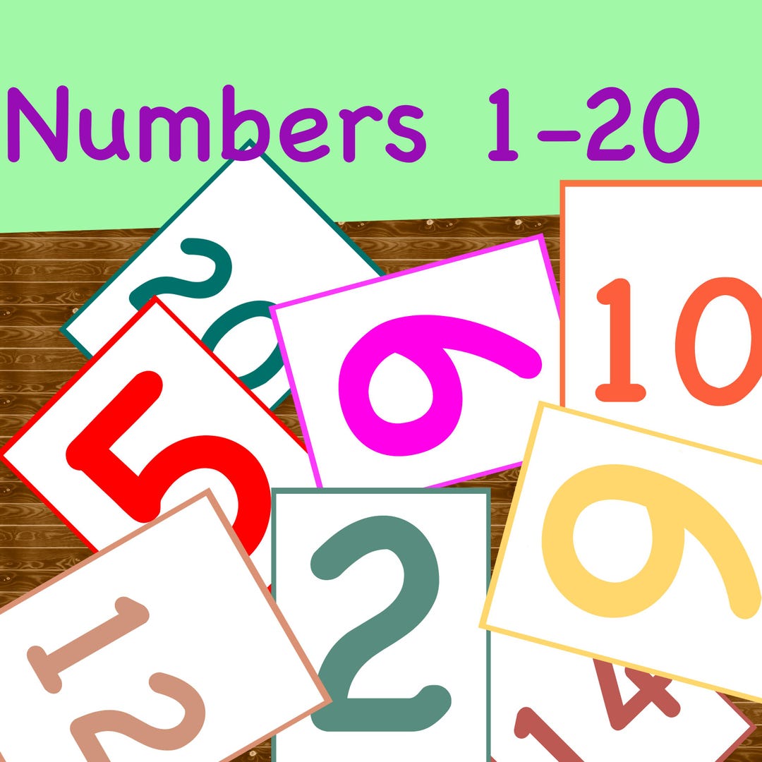 Simple Number Flashcards 1 to 20 Math Game Counting Identify Numbers ...