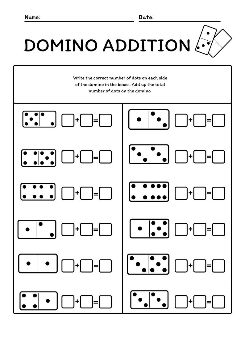 20 Printable Domino Addition Worksheets | 1st Grade & Kindergarten Math ...