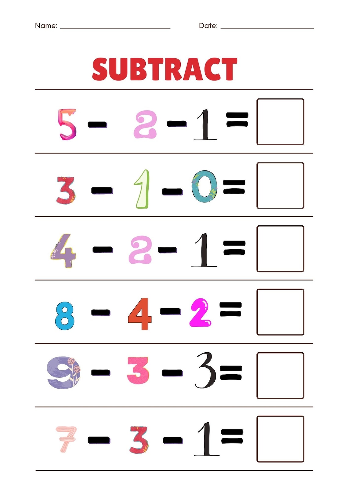Kindergarten Addition and Subtraction Worksheets: Picture Math (20 ...