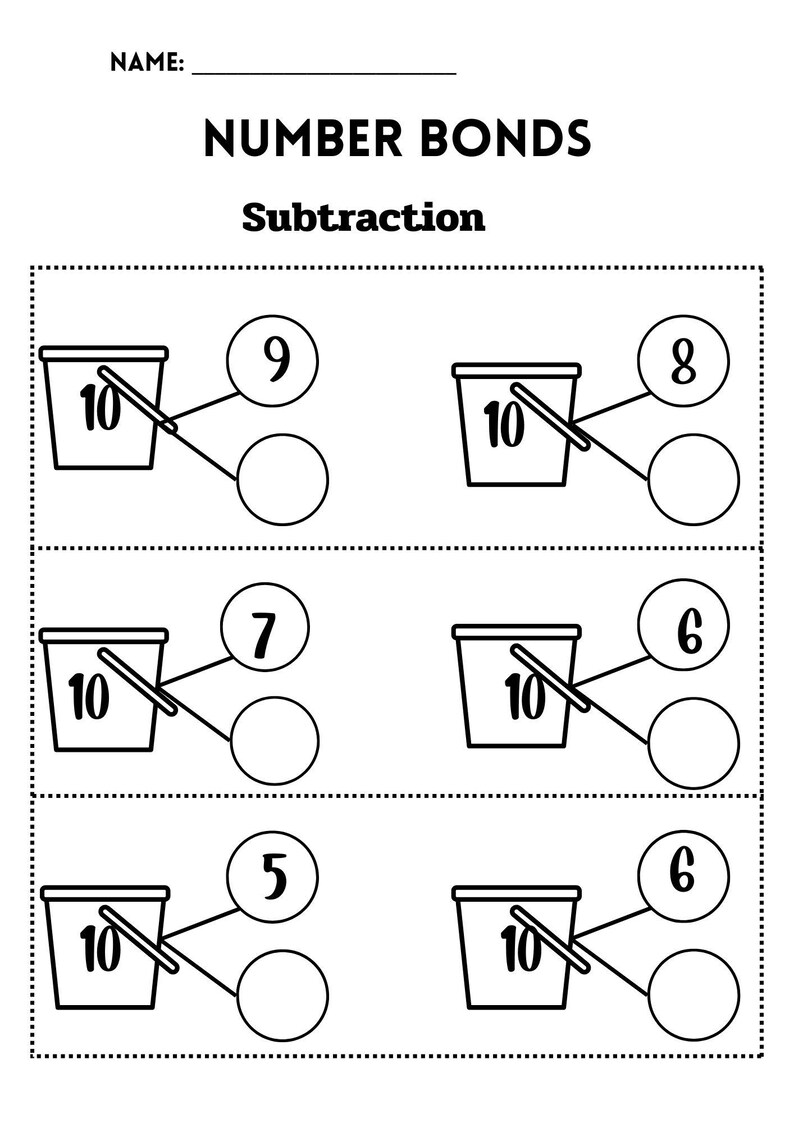 Printable Number Bonds Math Worksheets, Numbers 1 to 20, Kindergarten ...