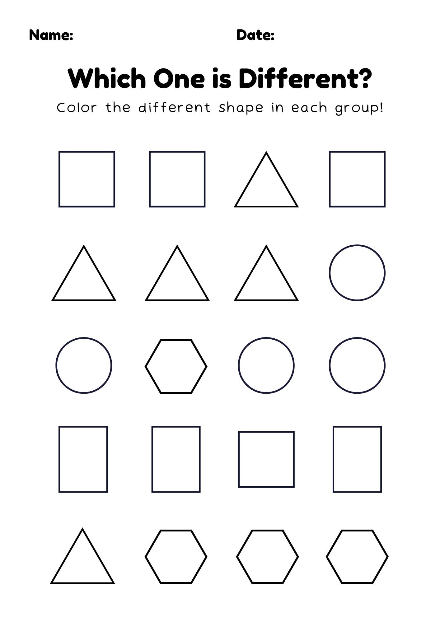 Shapes Printable Matching Worksheets, Match the Picture, Kindergarten ...