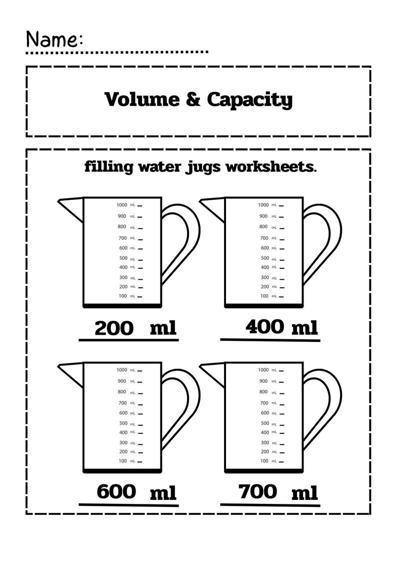 30 Measuring Capacity and Liquid Volume Activities and Worksheets - Etsy