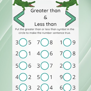 20 Printable Greater Than Less Than Equal to Worksheets. Preschool-3rd ...