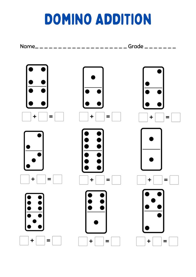 20 Printable Domino Addition Worksheets | 1st Grade & Kindergarten Math ...