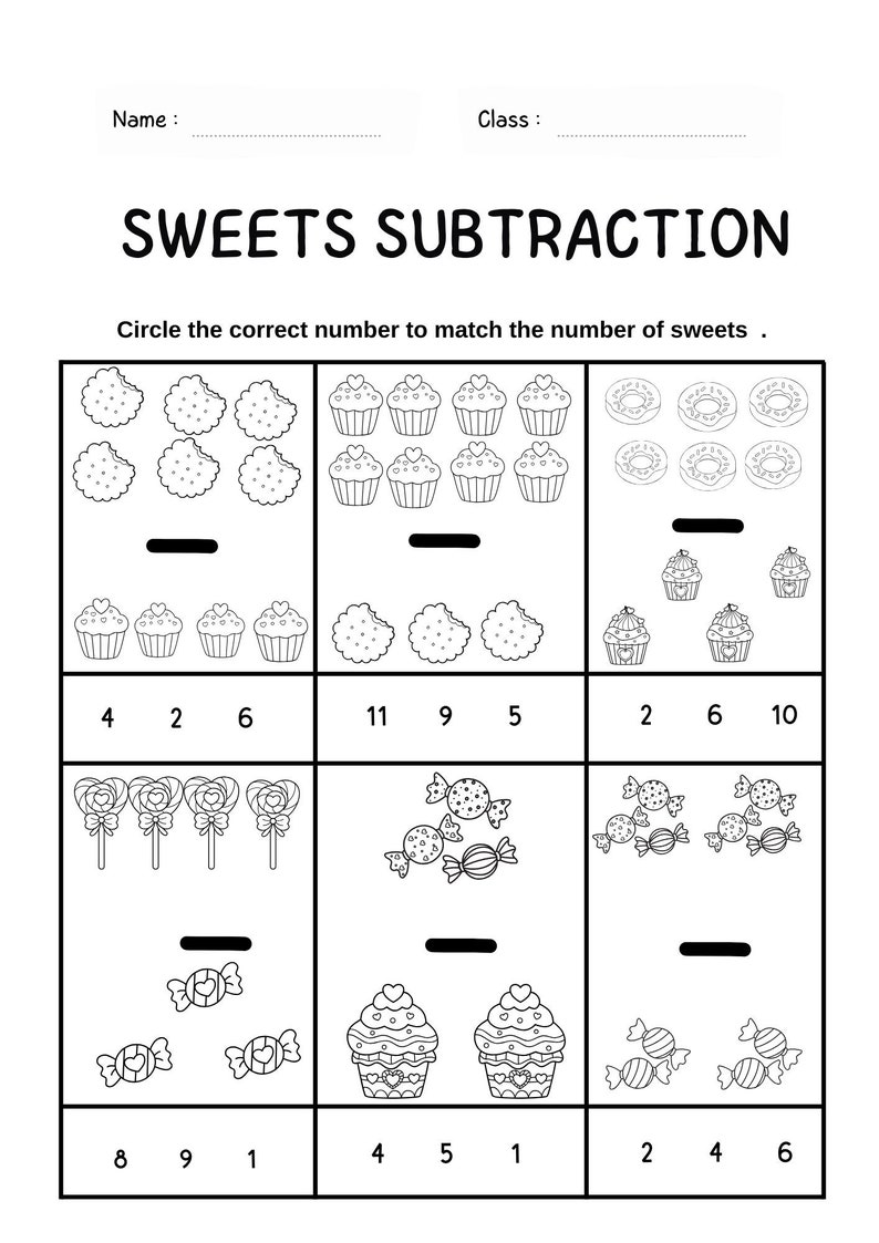 20 Picture Addition and Subtraction Worksheets: Preschool Homeschool - Etsy