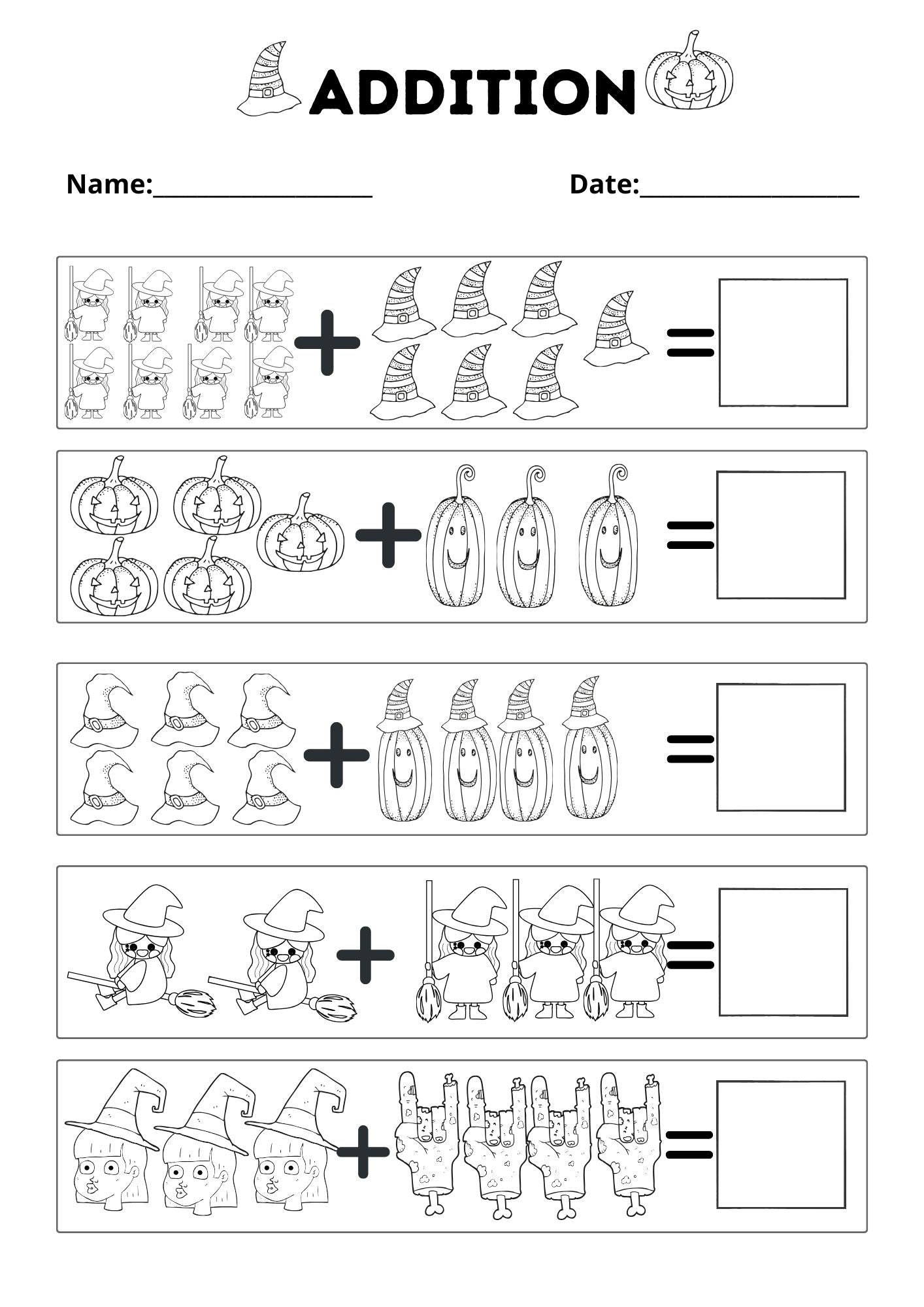 Picture Addition and Subtraction Worksheets: Kindergarten Homeschool ...