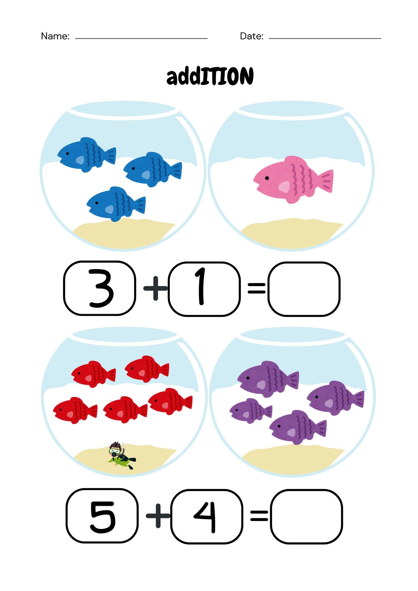 40 Printable Kindergarten Addition Worksheets, Picture Addition and ...