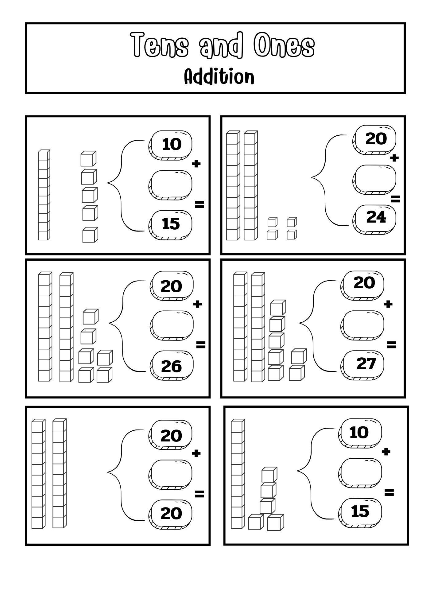 Place Value Math Worksheets: Tens and Ones, Base Ten (PDF Digital ...