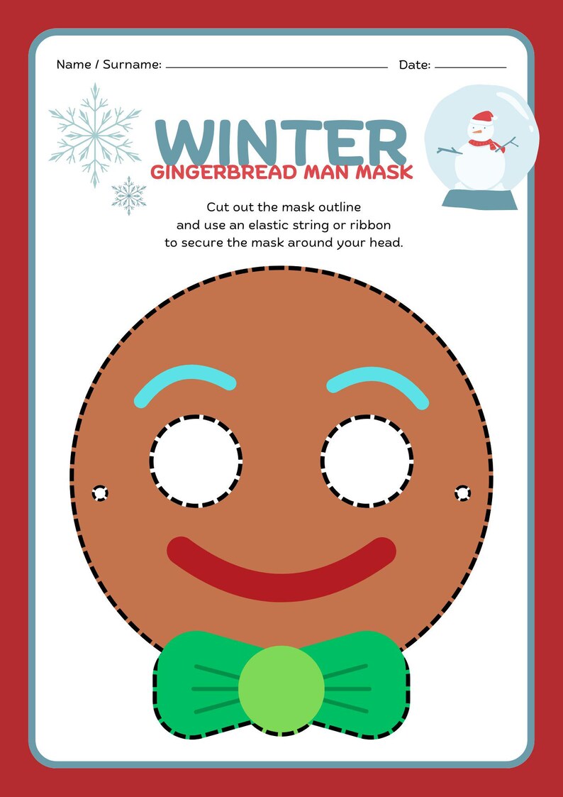 14 Printable Christmas Masks, Printable Christmas Costume, Christmas ...