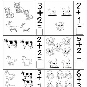 Animal Addition Worksheets: Single Digit Math, Homeschool Printable ...
