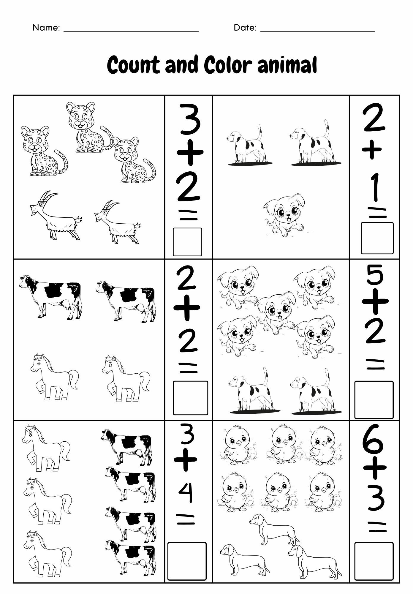 Animal Addition Worksheets: Single Digit Math, Homeschool Printable ...